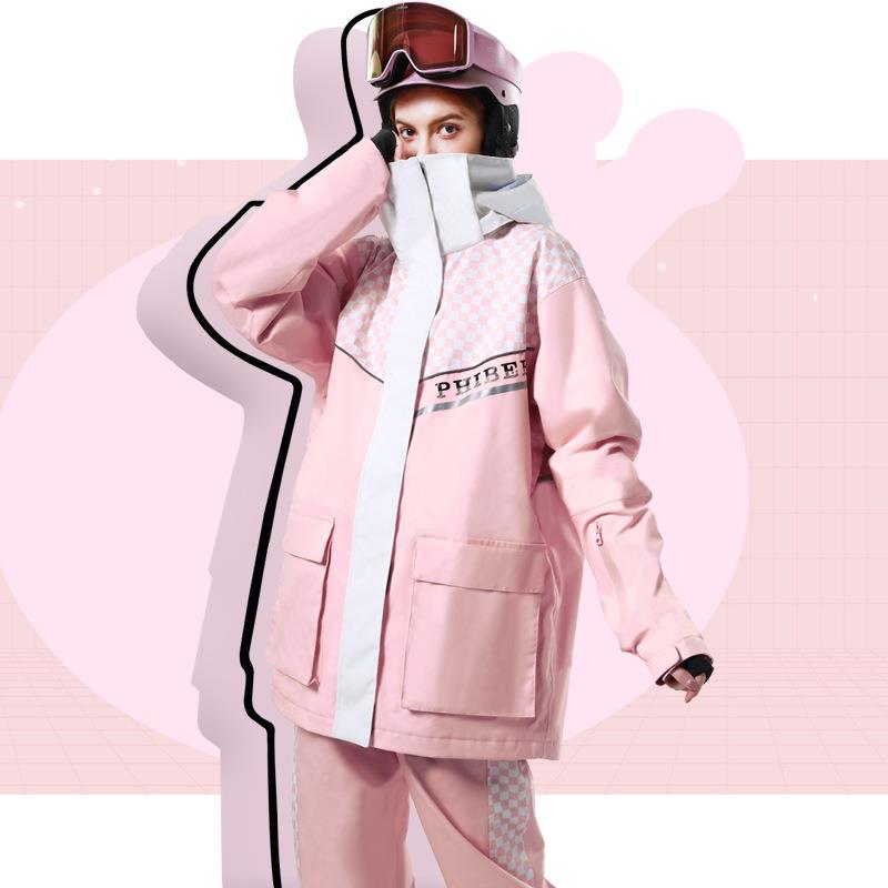 Phibee菲比小象滑雪服女单板宽松防水防风透气双板雪地男户外套装