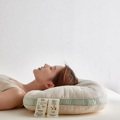 麻枕芯护颈枕头枕芯熊猫绣枕头定mian屋型刺中枕竹纤维竹枕单一对