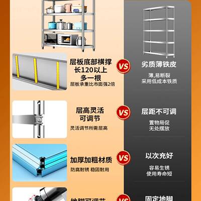 不架厨房置物架多功能落地多层锈F99M9897储钢物架收纳新款橱柜家