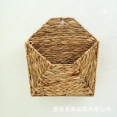 壁挂式收纳水VNX筐编胡芦草编织墙上书架壁挂式文件夹挂墙草草编