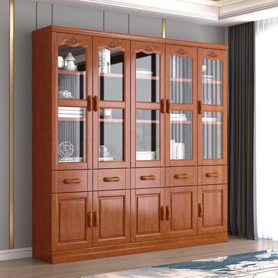 中实办书柜带木玻璃门书架组合3/5/62032#门储物柜书橱公展示式文