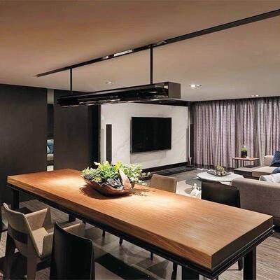 工业复实木简约美式餐桌家用会议代桌古现长方HUP形铁艺办公长桌