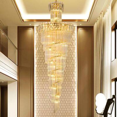 楼梯中客吊灯墅长吊灯别复式楼大吊灯611中空厅灯旋转楼楼水晶灯