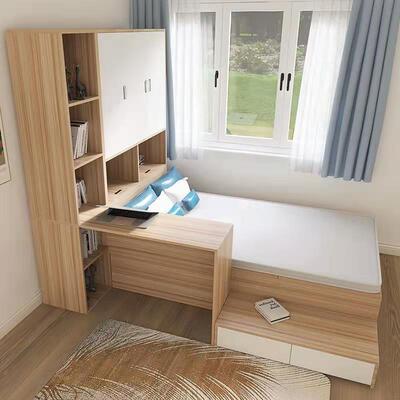 小户MCV床型榻榻米床实木柜单人儿书桌一体童床组合多功能储物床