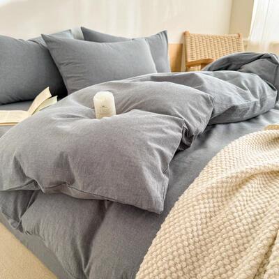 225新款日式A类色织棉水洗棉四全件套软学糯亲0肤纯ZFV棉生床三件