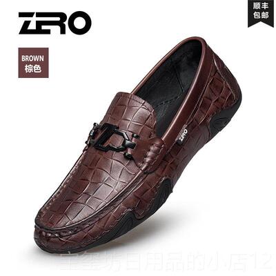 高档ZR零度男鞋豆豆鞋男真鞋皮时尚驾车商务休O皮男士闲潮流一脚