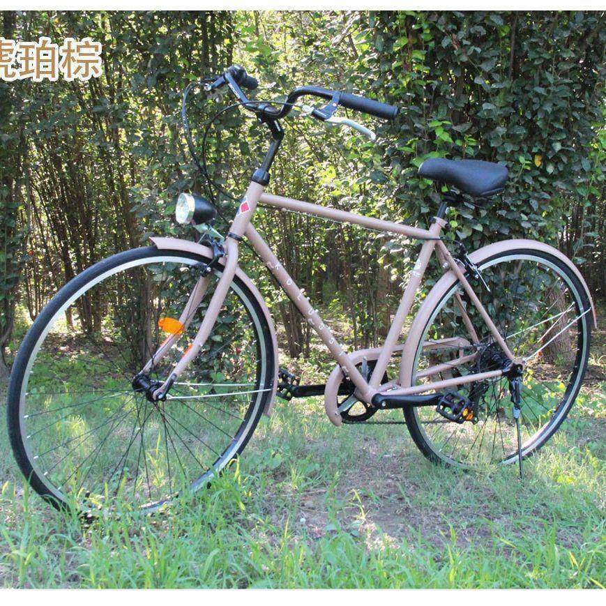 简约700CC城市通勤休闲自行车男士复古公路车后7速轻便买菜车