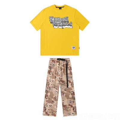 正品F跳UJAM潮童装儿童舞牌演街出服美式印花短袖工装迷彩裤舞衣