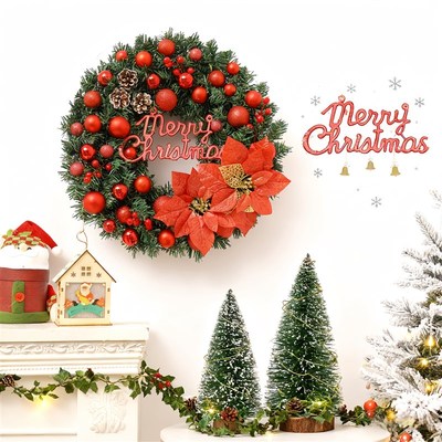 圣诞花环挂件氛围挂饰橱窗christmas装饰品场景布置吊饰40cm60cm
