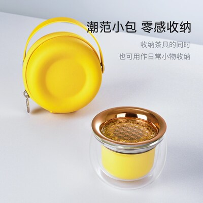 原初格物玻璃盖碗茶具 耐热不烫手双层盖碗 轻奢风格个人泡茶组