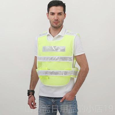 高档绿灯 红LED带灯反程光背心充电马甲施工工防护服全反光安服反