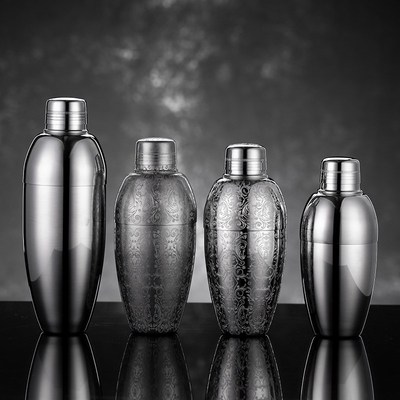 蚀刻波士顿调酒器 不锈钢摇酒壶酒吧调酒工具鸡尾酒shake杯雪克壶