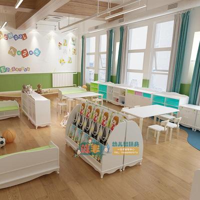 白色金纳典幼儿园欧具式QKJ烤柜漆组合柜幼儿园玩收柜储物架书架