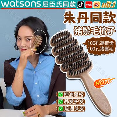 朱丹同款梳子松塔猪鬃毛梳蓬松护发按摩头部养顺发排骨梳papi酱
