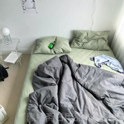 高档氧气少女のns奶油撞色纯棉全水棉四件套少i女心棉被套洗床单