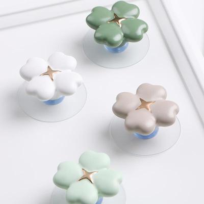 新款叶草MIS免打孔手衣柜橱柜柜抽子屉四玻璃门单孔拉陶瓷免钉自