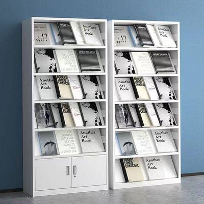 厂子家直销制单面期刊柜钢木期刊杂志架QK012图斜面钢双面书馆架