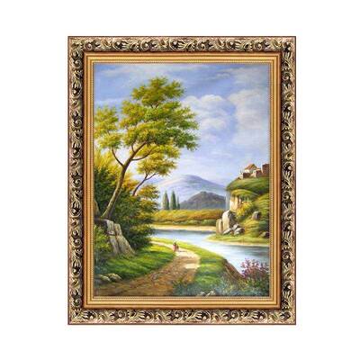 现装简约挂画欧代FM404517式玄关美饰画竖版走廊过道风景壁画式油