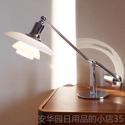 高档丹麦出Puen ph3/2设计师台灯头中古vintage口卧室床调o节玻璃