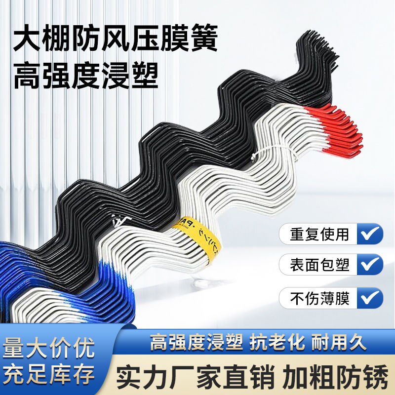 温室大棚配件必力特卡簧卡槽丝进口北京浸塑热镀锌卡丝 包塑卡簧
