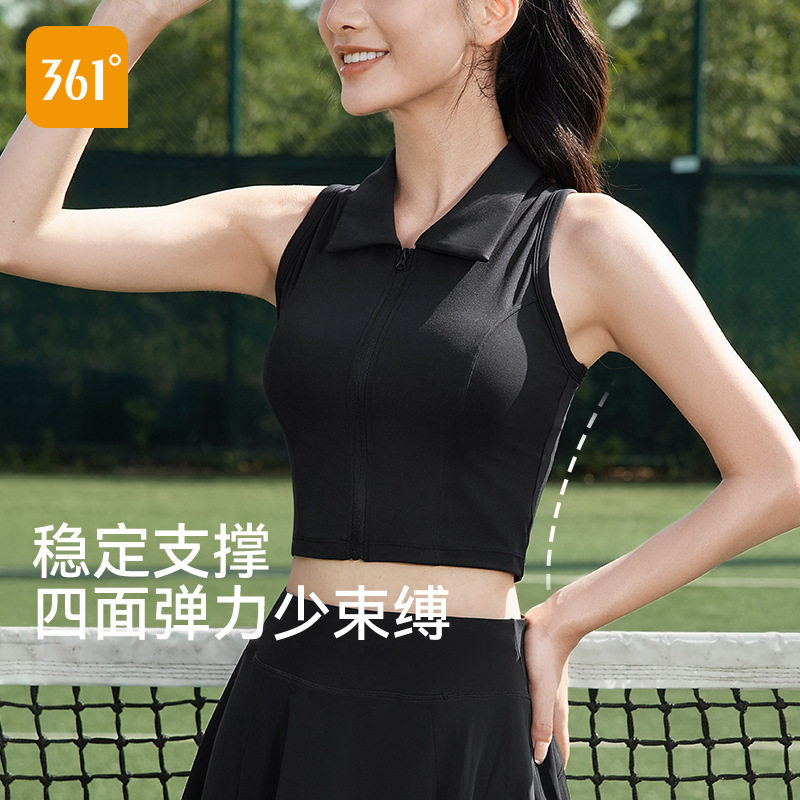 361运动背心带胸垫羽毛球服上衣无袖polo衫领瑜伽内衣绝美网球服