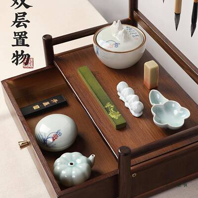 多功能毛挂EMX笔挂架置物笔架书法多层楠创意毛木笔的收纳架竹子