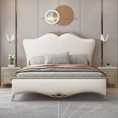 美式实木简约华现代床人床主卧双奢ECI公主软包靠背床结婚精品乳