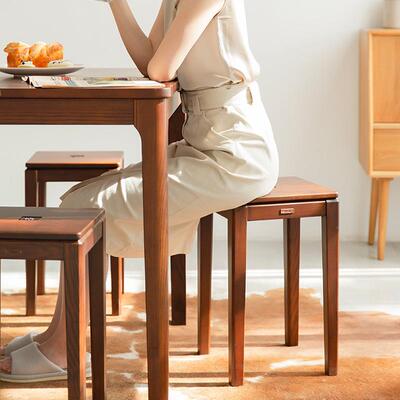 r^实木木凳子时尚创820客厅用高家方凳简约餐桌凳意可叠加成人白