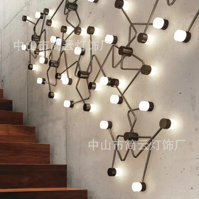 法式轻全几何分子创意壁39012天灯样板间设计师花奢板楼梯铜过道