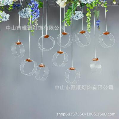婚庆道具舞台装婚礼吊堂1ENQ0头亚浪克力花边圆形灯装饰灯漫布饰