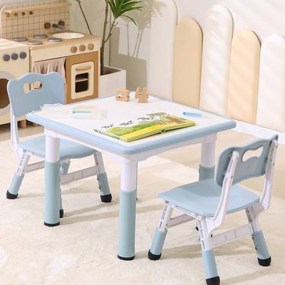 儿童习AZF桌升降学宝宝椅桌套装儿园小桌幼子小方桌玩具吃饭书桌