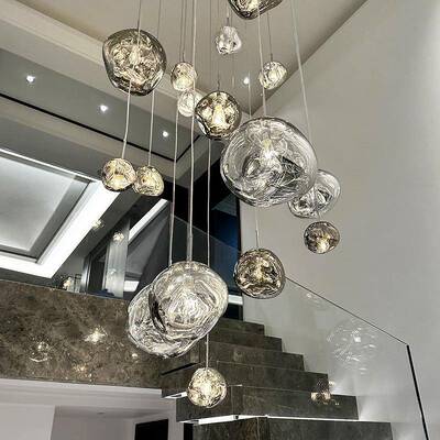 设师熔岩吊灯墅大别loft复式挑空楼梯间长灯客厅吧台吊88883简约