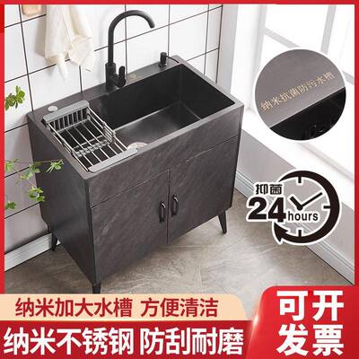厨房不锈钢盆一体菜柜子38198洗碗池出租房家用简易包落地橱柜洗