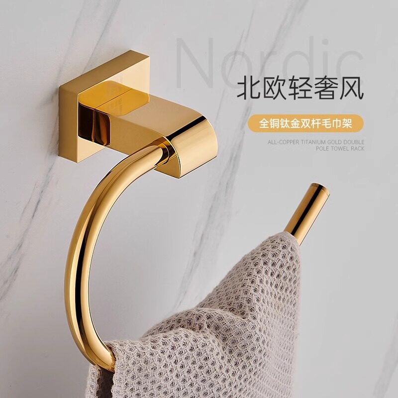 欧式轻奢全铜毛巾环卫生间毛巾架半钩毛巾圈浴室擦手毛巾挂架