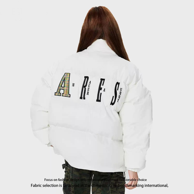 云屿川2025美式皆有刺绣字母立领棉服男女宽松保暖面包服外套ins