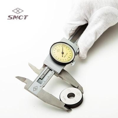 SMCT指针式表盘游标卡尺0-200闭式带表卡尺0.02上量带表卡尺