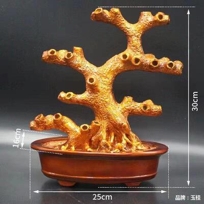 直盆销水晶招财树底半座成宝品发财树摇72800钱树树脂工艺树财树