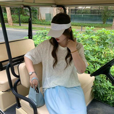 NAZ那子大码夏季冰丝棉凉感提花宽松百搭T恤胖mm短袖时尚洋气上衣