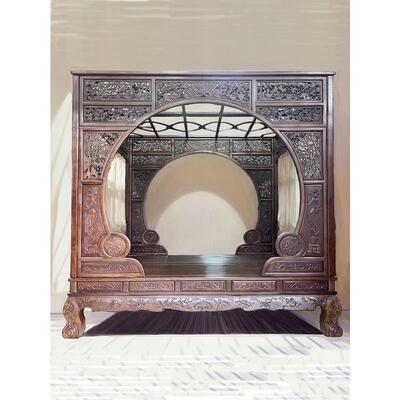 明清仿古44052实木老工宫廷架子床式月洞梅花千拔步床古代现宫廷