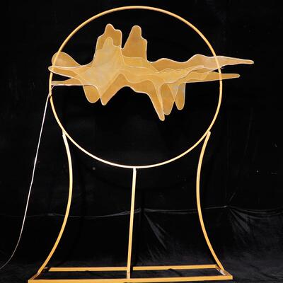 新中式婚庆款饰道具铁URE艺华山舞台背布景屏风婚礼装置假山路引