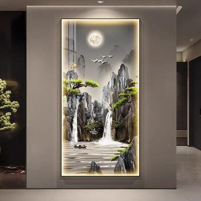 新中式壁对画L灯ED过OAJ道挂画走廊户门门装入饰画玄关大气山水风