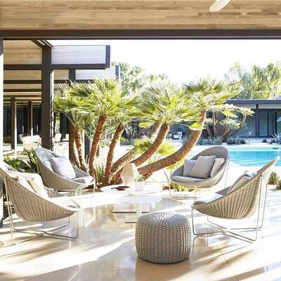 休闲户外单人沙发编园别墅设计师懒人花E27躺椅绳民度假村宿藤艺