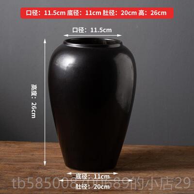 新款景德镇亿品匠黑色新花中式客厅摆件陶瓷花培瓶水插鲜干 干现