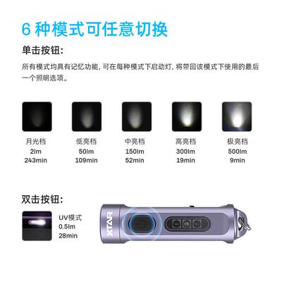 XTAR小T1迷式你手电筒家T1/T1-UV型用小户外便携远射led可充电铝