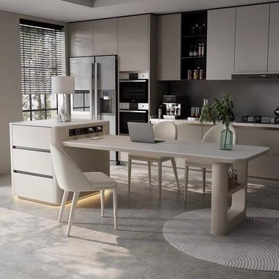 沃顿岩板意式岛餐桌木家现用厨房一体伸缩高端WMN简约台实小户型