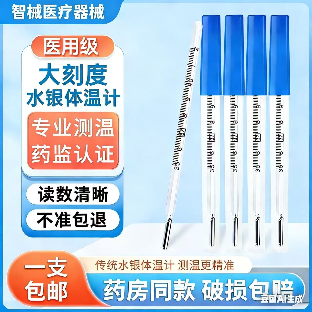 医用精准水银体温计家用温度婴儿测人体温腋下宝宝专用大刻度探热