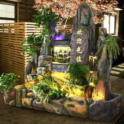 大假山流水喷泉摆34件落地院客厅风水轮招财内庭型办公室外鱼池造