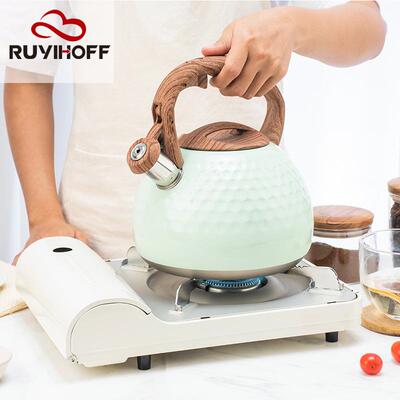 绿色L凹纹鸣笛烧h水壶2.8餐厅酒店鸣音壶w水istlepot895不锈钢水