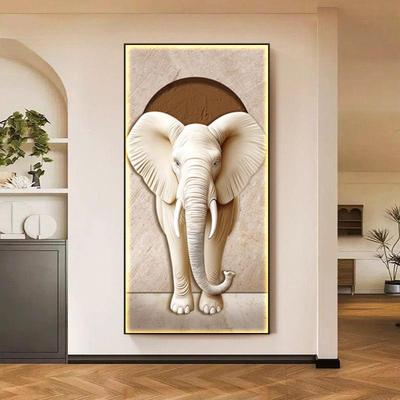 现代简约玄关装饰大象入GBH户门挂画画吉象客厅廊过走道画灯壁画