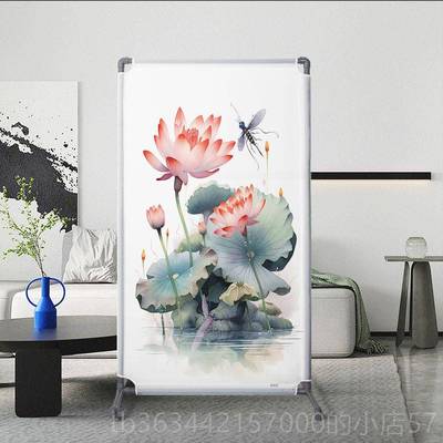 高档新中式荷花屏风隔断客厅简约现代家遮挡用酒室店卧办公室玄关